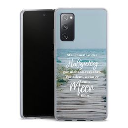 DeinDesign Galaxy S20 FE Handy Silikon H&uuml;lle Case transparent Handyh&uuml;lle Statement Beach Spruch Silikon Case