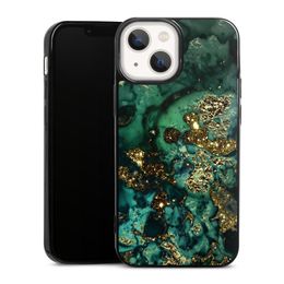 DeinDesign iPhone 13 Mini Handy Slim Case extra d&uuml;nn Silikon Handyh&uuml;lle schwarz H&uuml;lle Muster Glitzer Marble Silikon Slim Case