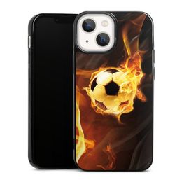 DeinDesign iPhone 13 Mini Handy Slim Case extra d&uuml;nn Silikon Handyh&uuml;lle schwarz H&uuml;lle Soccer Ball Fire Silikon Slim Case