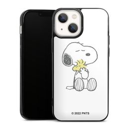 DeinDesign iPhone 13 Mini Handy Slim Case extra d&uuml;nn Silikon Handyh&uuml;lle schwarz H&uuml;lle Snoopy Love Peanuts Silikon Slim Case