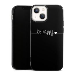 DeinDesign iPhone 13 Mini Handy Slim Case extra d&uuml;nn Silikon Handyh&uuml;lle schwarz H&uuml;lle Happiness Statement Sayings Silikon Slim Case