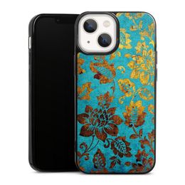 DeinDesign iPhone 13 Mini Handy Slim Case extra d&uuml;nn Silikon Handyh&uuml;lle schwarz H&uuml;lle Flowers Vintage Ornament Silikon Slim Case