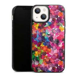 DeinDesign iPhone 13 Mini Handy Slim Case extra d&uuml;nn Silikon Handyh&uuml;lle schwarz H&uuml;lle Water Colour Colourful Points Silikon Slim Case