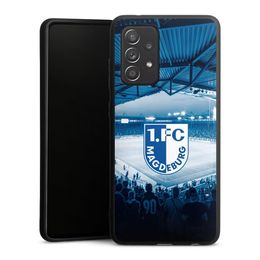 DeinDesign Galaxy A52s 5G Handy Premium Silikon H&uuml;lle Handyh&uuml;lle schwarz Case Stadium 1. Fcm 1. Fc Magdeburg Silikon Premium Case