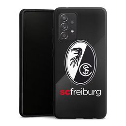 DeinDesign Galaxy A52s 5G Handy Premium Silikon H&uuml;lle Handyh&uuml;lle schwarz Case Sc Freiburg Lettering Logo Silikon Premium Case