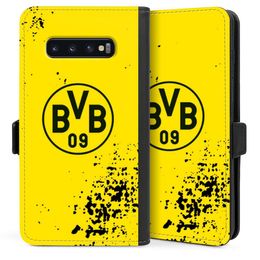 DeinDesign Galaxy S10 Plus Handy Klapph&uuml;lle Handyh&uuml;lle aus Kunst Leder schwarz Flip Case Borussia Dortmund Borusse Official Licensed Product Sideflip mit Lasche
