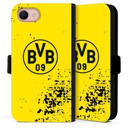 DeinDesign iPhone 16e Handy Klapph&uuml;lle Handyh&uuml;lle aus Kunst Leder schwarz Flip Case Borussia Dortmund Borusse Official Licensed Product Sideflip mit Lasche