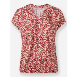 WITT Damen Print-Shirt mit Gummizug am Saum, erdbeere-lindgr&uuml;n-bedruckt, Gr&ouml;&szlig;e 46