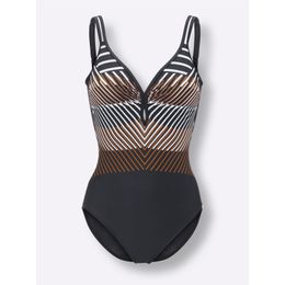 Sunflair Damen Badeanzug im Grafik-Dessin, schwarz-braun-bedruckt, Gr&ouml;&szlig;e 40B