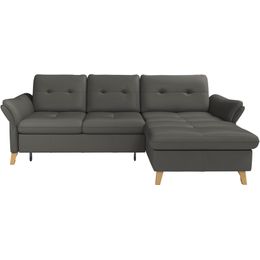 Sit & More Ecksofa SIT & MORE "G&ouml;teborg", grau (anthrazit), B:268cm H:90cm T:176cm, Sofas, Ecksofa, Sitztiefenverstellung und Federkern, wahlweise mit Bettfunktion
