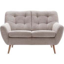 2-Sitzer exxpo - SOFA FASHION "Scandi, bequem, aufwendige R&uuml;ckenpolsterung f&uuml;r mehr Sitzkomfort", braun (cappuccino), B:137cm H:92cm T:92cm, Sofas, akuelle Farben in hochwertige Bezugsqualit&auml;ten, Holzfu&szlig;