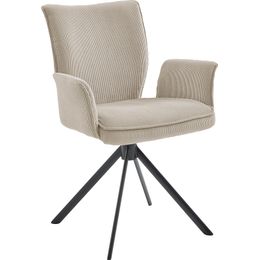 NIEHOFF SITZMÖBEL Esszimmerstuhl NIEHOFF SITZMÖBEL, beige (cream, schwarz), B:61cm H:88cm T:59cm, 95% PES, 5% NY, Stühle, 2er Set, Bezug Cord, Stativgestell mit Drehfunktion, Sitzhöhe 50