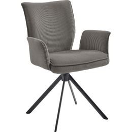 NIEHOFF SITZMÖBEL Esszimmerstuhl NIEHOFF SITZMÖBEL, grau (grau, schwarz), B:61cm H:88cm T:59cm, 95% PES, 5% NY, Stühle, 2er Set, Bezug Cord, Stativgestell mit Drehfunktion, Sitzhöhe 50