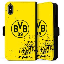 DeinDesign iPhone X Handy Klapph&uuml;lle Handyh&uuml;lle aus Kunst Leder schwarz Flip Case Borussia Dortmund Borusse Official Licensed Product Sideflip mit langer Lasche