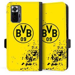 DeinDesign Xiaomi Redmi Note 10 Pro Handy Klapph&uuml;lle Handyh&uuml;lle aus Kunst Leder schwarz Flip Case Borussia Dortmund Borusse Official Licensed Product Sideflip 