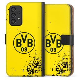 DeinDesign Galaxy A33 5G Handy Klapph&uuml;lle Handyh&uuml;lle aus Kunst Leder schwarz Flip Case Borussia Dortmund Borusse Official Licensed Product Sideflip mit langer 