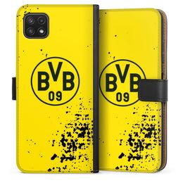 DeinDesign Galaxy A22 5G Handy Klapph&uuml;lle Handyh&uuml;lle aus Kunst Leder schwarz Flip Case Borussia Dortmund Borusse Official Licensed Product Sideflip mit langer 