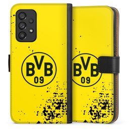 DeinDesign Galaxy A53 5G Handy Klapph&uuml;lle Handyh&uuml;lle aus Kunst Leder schwarz Flip Case Borussia Dortmund Borusse Official Licensed Product Sideflip mit langer 