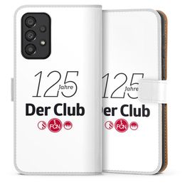 DeinDesign Galaxy A33 5G Handy Klapph&uuml;lle Handyh&uuml;lle aus Kunst Leder wei&szlig; Flip Case 1. Fcn 1. Fc N&uuml;rnberg 125 Jahre Sideflip mit Lasche
