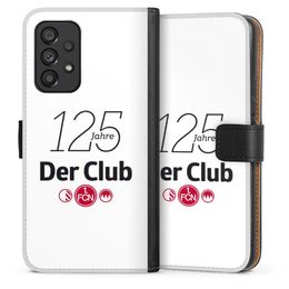 DeinDesign Galaxy A53 5G Handy Klapph&uuml;lle Handyh&uuml;lle aus Kunst Leder schwarz Flip Case 1. Fcn 1. Fc N&uuml;rnberg 125 Jahre Sideflip mit langer Lasche