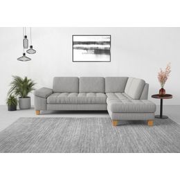 Sit & More Ecksofa SIT & MORE, B:261cm H:88cm T:179cm, silber, 90% Polyester 10%Polyamid, Wohnzimmer, Sofas, "Westham L-Form", mit Ottomane, mit oder ohne