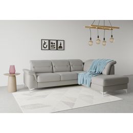 Sit & More Ecksofa SIT & MORE "Sinatra L-Form", grau, B:251cm H:85cm T:220cm, 100% Polyester, Sofas, Ecksofa, mit Ottomane, optional mit Kopfteilverstellung und Armteilfunktion