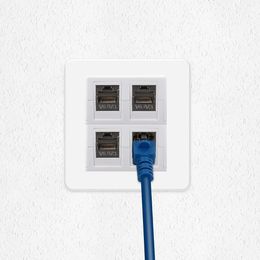 kwmobile 2x CAT 6A Aufputz Netzwerkdose inkl. 4x Keystone Module - 2 Port RJ45 Buchse 10 Gbit/s - Netzwerk LAN Aufputzdose Internetdose Set in Weiß