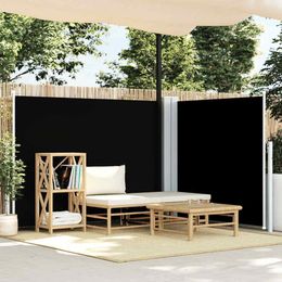 vidaXL Ausziehbare Seitenmarkise Schwarz 140 x 600 cm