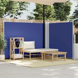 vidaXL Ausziehbare Seitenmarkise Blau 140 x 1000 cm