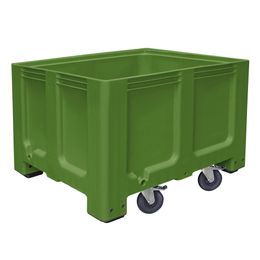 Großbox, 4 Lenkrollen, 2 Feststellbremsen, LxBxH 1200 x 1000 x 835 mm, lebensmittelecht, grün
