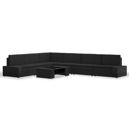 vidaXL 7-tlg. Garten-Lounge-Set Poly Rattan Schwarz