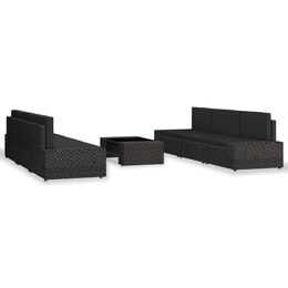 vidaXL 7-tlg. Garten-Lounge-Set Poly Rattan Schwarz