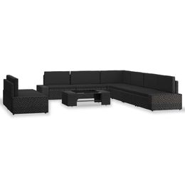 vidaXL 9-tlg. Garten-Lounge-Set Poly Rattan Schwarz