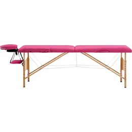 vidaXL Massageliege Klappbar 2-Zonen mit Holzgestell Rosa