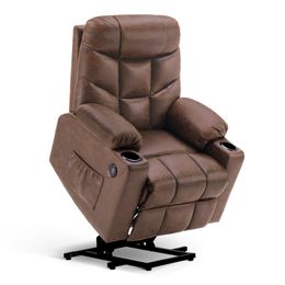 M MCombo Fernsehsessel mit Aufstehhilfe Elektrisch, Sessel mit Aufstehhilfe, Relaxsessel mit Liegefunktion bis 140°, 7286BR (Braun-Mikrofaser)
