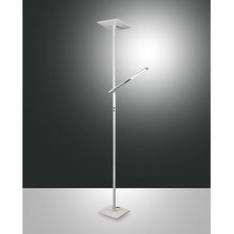 Fabas Luce LED Deckenfluter mit Leselampe und Touchdimmer, Aluminium Weiß, 48W