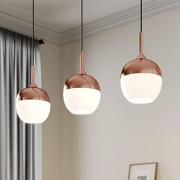 LINDBY Pendellampe Rangina, 100 cm, kupfer, 3-flammig, Glas