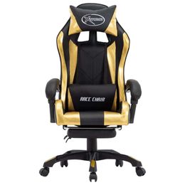 vidaXL Gaming-Stuhl mit Fußstütze Golden und Schwarz Kunstleder