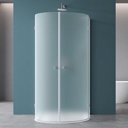 Mai & Mai Halbkreis Dusche 90x90cm U-Duschkabine 6mm ESG-Sicherheitsglas mit Easy-Clean Nano-Beschichtung Satiniert R03vs