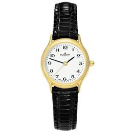 Dugena Damen-Armbanduhr 1626311 Vintage, Quarz, Edelstahl, Lederarmband, 3 bar