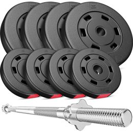 Hop-Sport Hantelset 39 kg, 1x Langhantelstange, Hantelscheiben: 4x5kg + 4x2,5kg Gewichte Langhantel