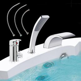 Melko Badewannenarmatur 3 Loch Bad Wasserhahn Einhebelmischer Chrom Wasserfall