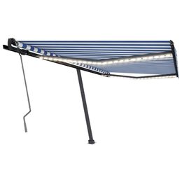 vidaXL Markise Manuell Einziehbar mit LED 400x350 cm Blau und Weiß