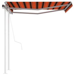 vidaXL Markise Automatisch Einziehbar mit Pfosten 3x2,5 m Orange Braun