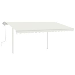 vidaXL Markise Manuell Einziehbar mit Pfosten 4x3 m Creme