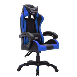 vidaXL Gaming-Stuhl mit RGB LED-Leuchten Blau und Schwarz Kunstleder