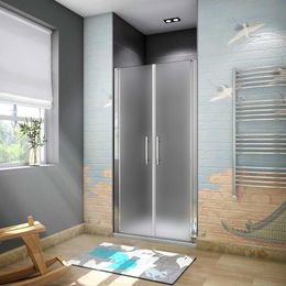 doppeltür B.100 x H.195cm Duschkabine Duschabtrennung Nischentür Dusche Milchglas mit Glasschutzfolie Schwingtür Duschtür
