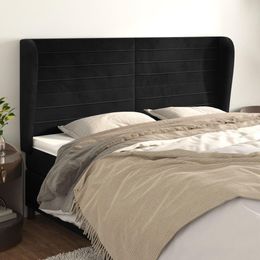 vidaXL Kopfteil mit Ohren Schwarz 163x23x118/128 cm Samt