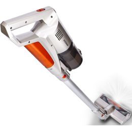 Akku-Staubsauger kabellos 2in1 Handstaubsauger beutellos Wandhalterung LED-Licht silber