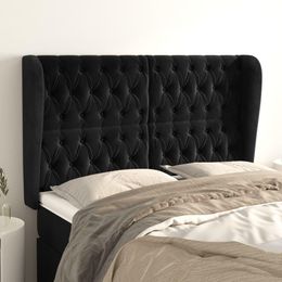 vidaXL Kopfteil mit Ohren Schwarz 163x23x118/128 cm Samt
